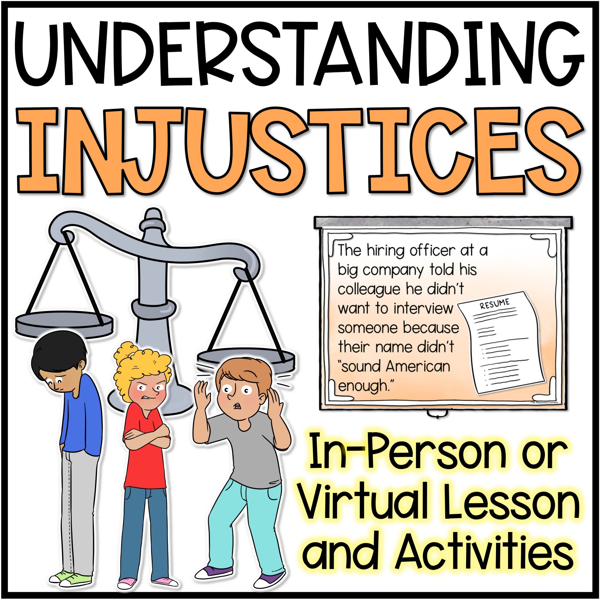 Justice and Discrimination Lesson and Activities for In Person or ...