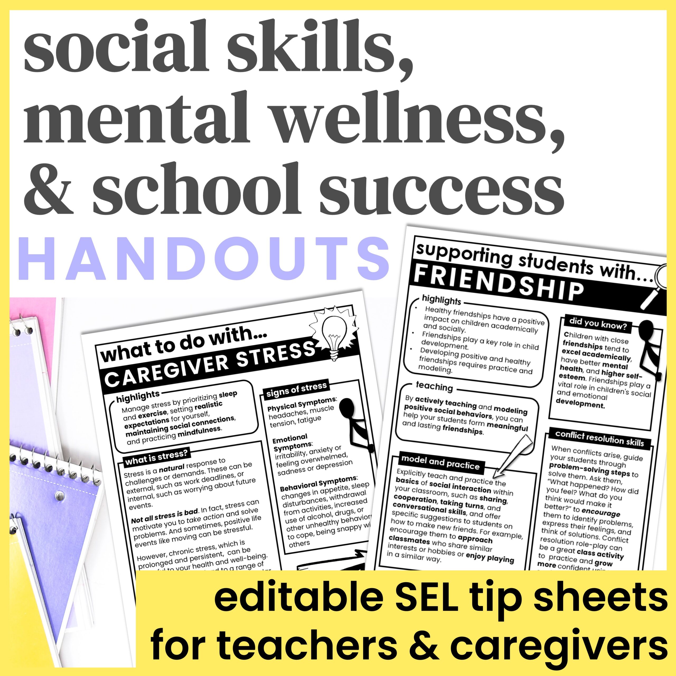 Social Skills, Mental Health, & School Success Handouts for Parents ...