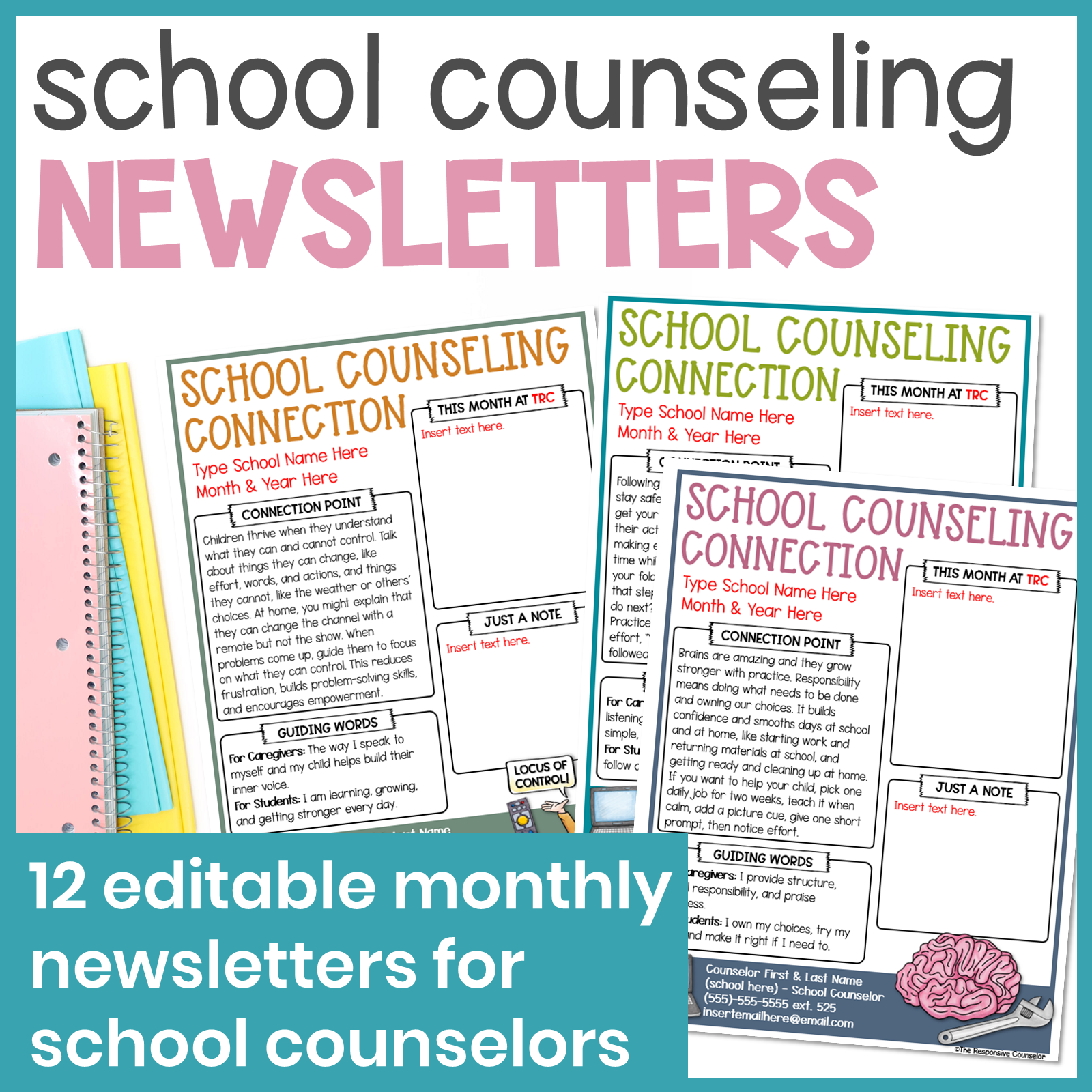 Monthly School Counseling Newsletter Template Editable - Shop The ...